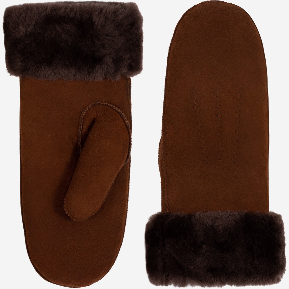 Suede Mittens Women Brown Warm Lining
