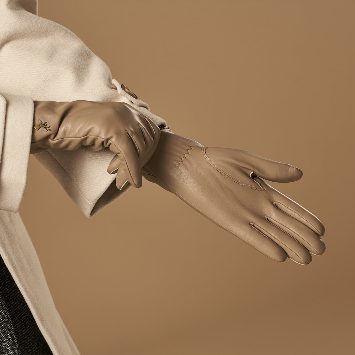 Beige long gloves store