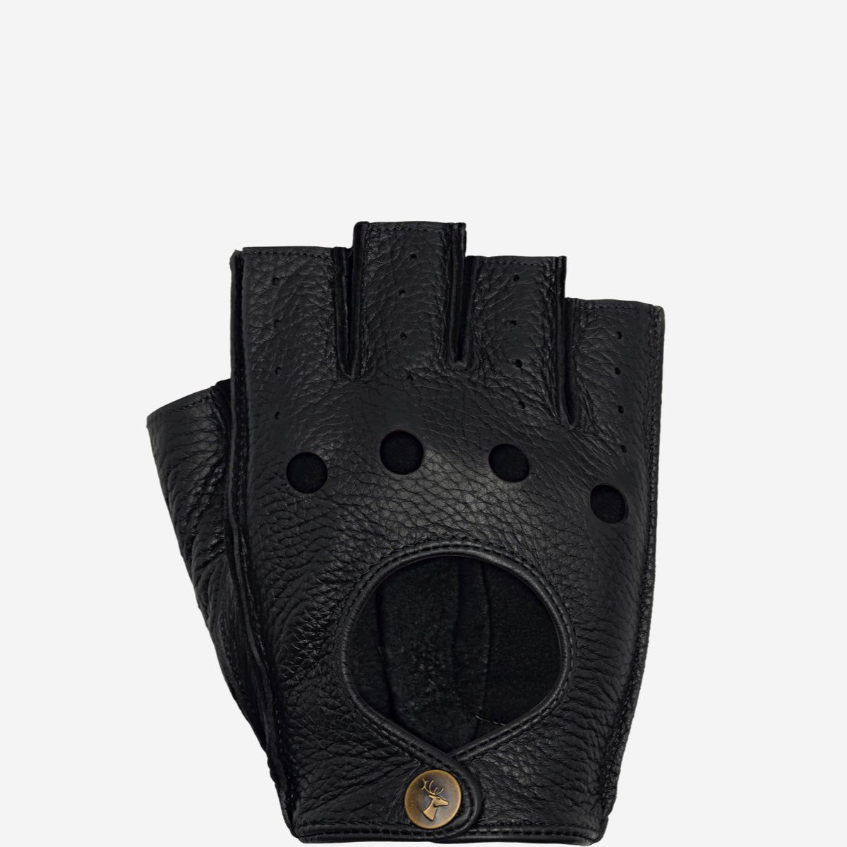 Men's Black Fingerless Leather Driving Gloves Deerskin – Schwartz & von ...